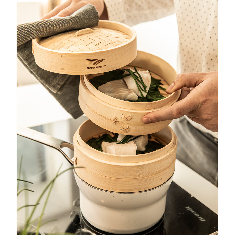 Cuit vapeur 2 paniers + 1 couvercle | Pradel France
