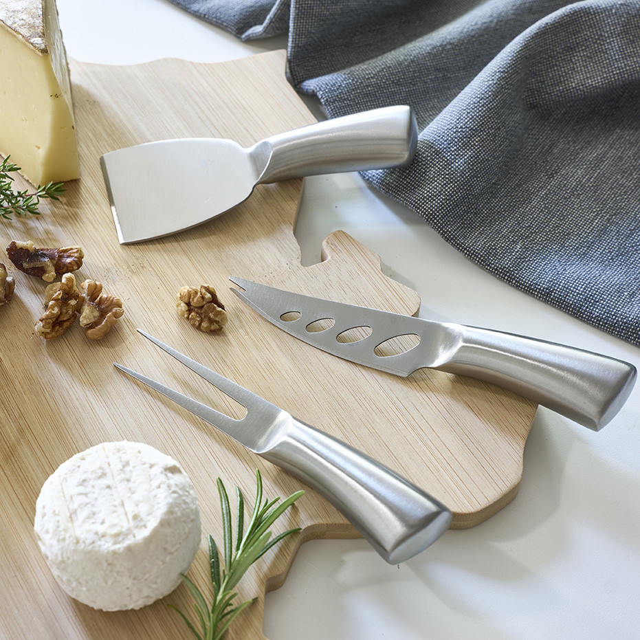 Set de 3 couteaux à fromage tout inox | Pradel France